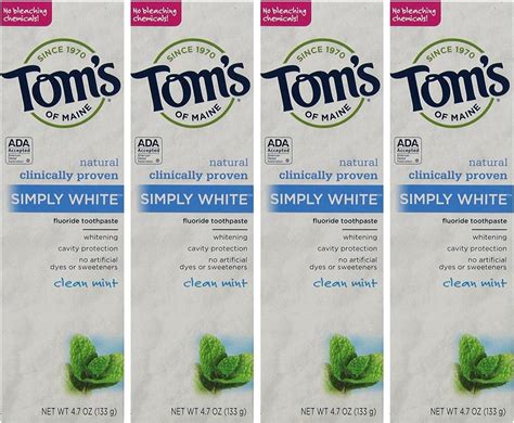 Toms Of Maine Simply White Clean Mint Ac Toothpaste 4 Oz Health And Household