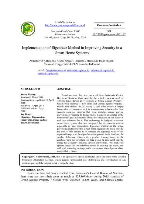 Pdf Implementation Of Eigenface Method In Improving Security In A