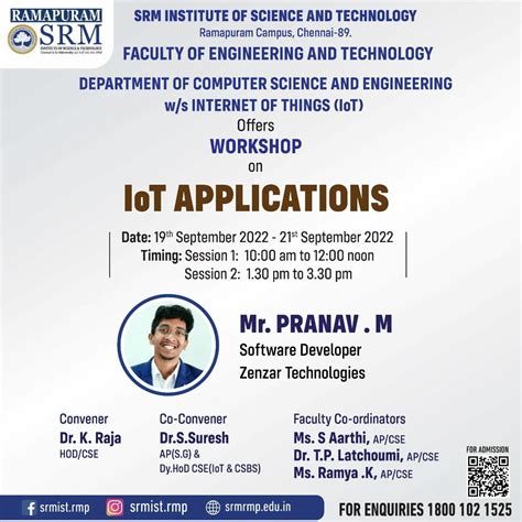 cse workshop on iot applications srm ramapuram srmist ramapuram