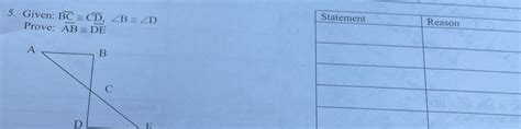 Answered 5 Given Bc Cd Zb Zd Prove Ab De A D B C Statement Reason