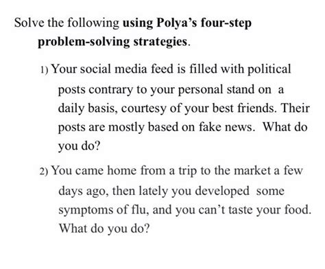 solved solve the following using polya s four step