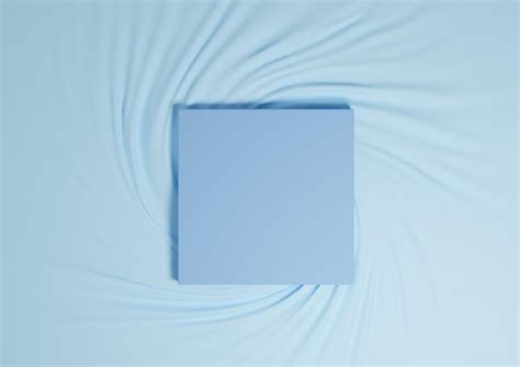 파스텔 블루 3d 렌더링 최소한의 제품 연단 평면도 평면 누워 섬유 배경 위에 서 프리미엄 사진