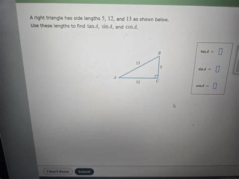 Solved A Right Triangle Has Side Lengths 5 12 ﻿and 13 ﻿as