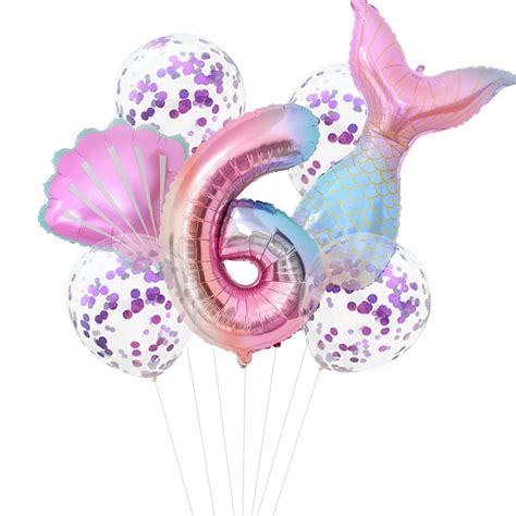 Badu Bg 7 бр компл Балони за парти на Малката русалка 32 инчов номер Фолиев балон Детски