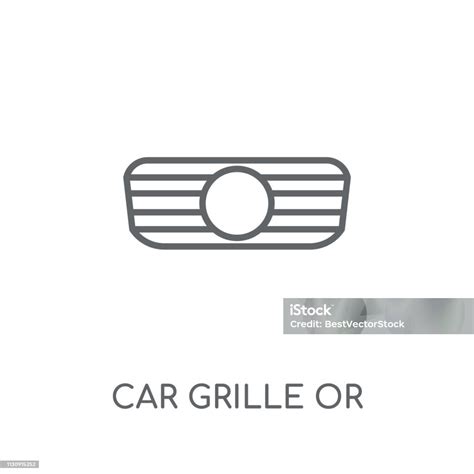 자동차 그릴 또는 라디에이터 그릴 선형 아이콘입니다 자동차 부품 컬렉션에서 흰색 배경에 현대 개요 자동차 그릴 또는 라디에이터