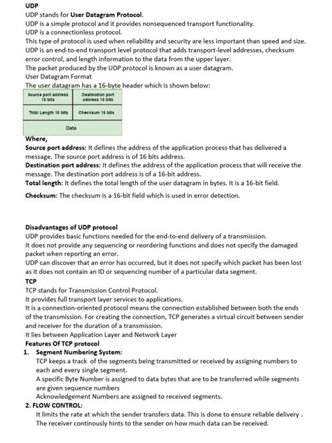 Udp And Tcp Notes Pdf Transmission Control Protocol Data Transmission