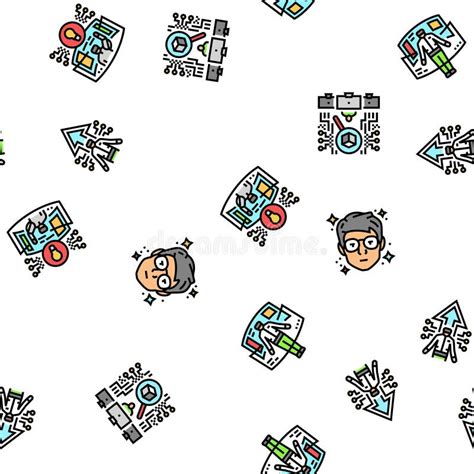 tech enthusiast geek nerd man seamless pattern vector stock