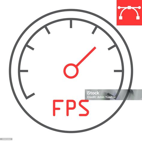 초당 프레임 컬러 라인 아이콘 비디오 게임 및 Fps Fps 속도계 기호 벡터 그래픽 편집 가능한 스트로크 선형 아이콘 Eps 10 Brand Name Video Game에