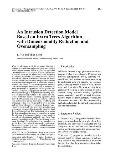 Pdf An Intrusion Detection Model Based On Extra Trees Algorithm With