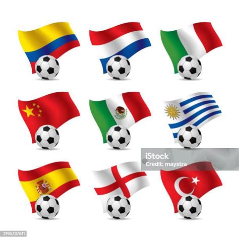 3d 아이콘 국기 와 축구공 와 White 절연 와 절연 와 Hd Hd Hook To White 축구 경기의 표지판과 상징 3차원 형태에 대한 스톡 벡터 아트 및 기타