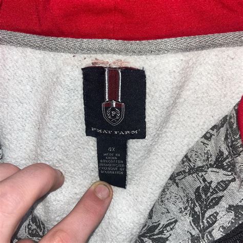 Phat Farm Vintage Zip Up Hoodie Red Lined Hood 4xl Depop