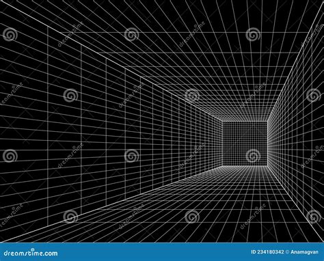 Vector Perspective Black Room Background Rectangular Wireframe Stock Vector Illustration Of