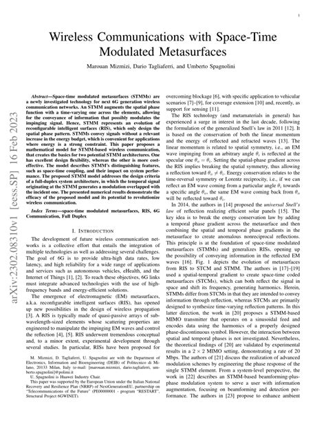 Pdf Wireless Communications With Space Time Modulated Metasurfaces