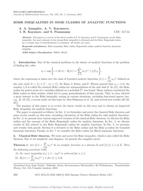 Bohr Inequalities In Some Classes Of Analytic Functions Request Pdf
