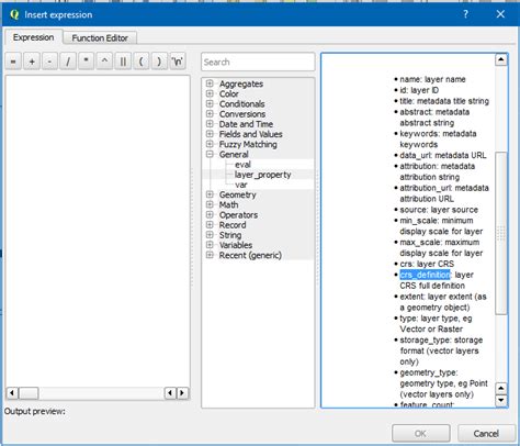 Inserting Crs Definition Using Insert Expression In Print Composer In