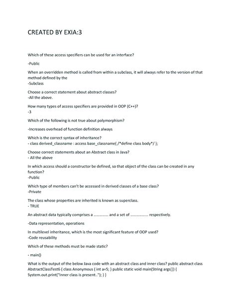 Oop Midterm Exam Cuz I Lab U Guys Created By Exia Which Of These