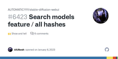 Search Models Feature All Hashes · Discussion 6423 · Automatic1111