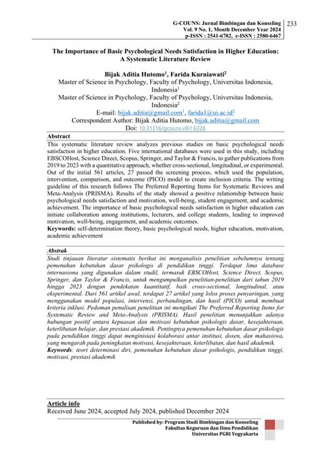 Pdf The Importance Of Basic Psychological Needs Satisfaction In Higher Education A Systematic