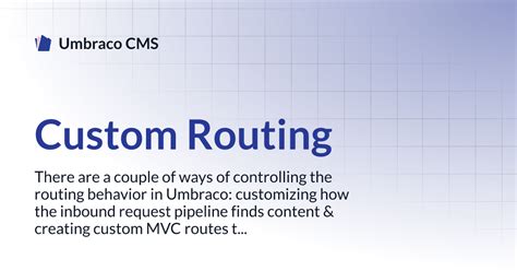 Custom Routing Umbraco CMS