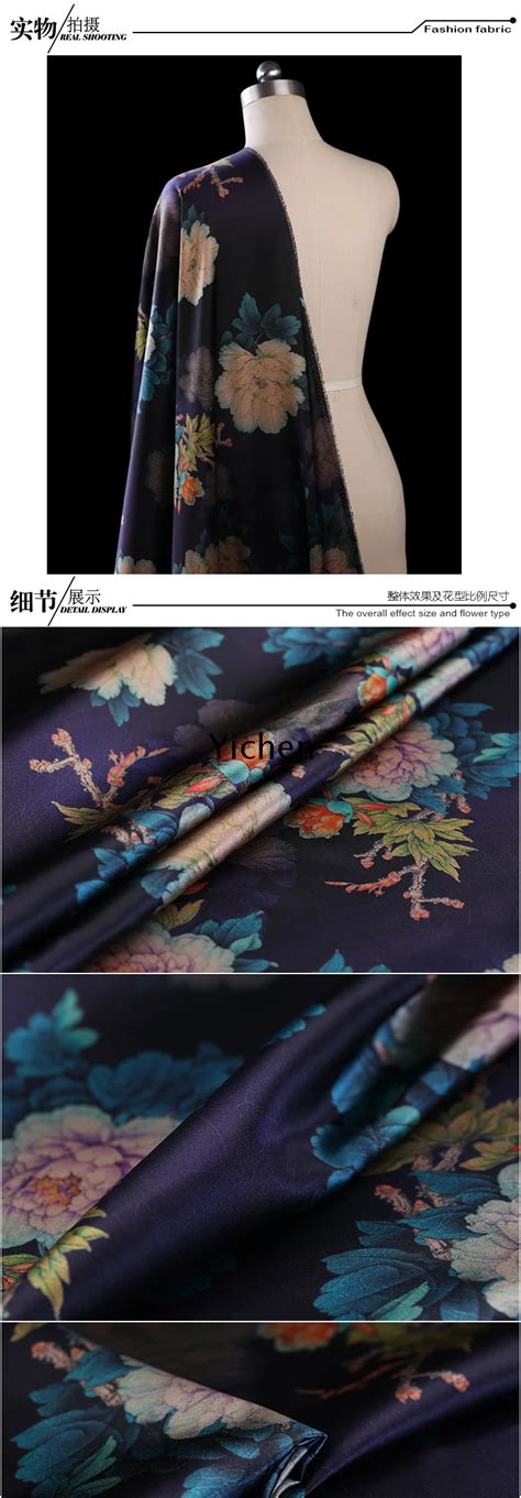 3 цвета винтажная Цветочная шелковая ткань стрейч сатин натуральный шелк спандекс ткани для