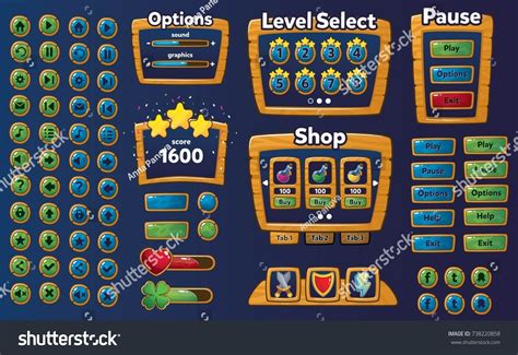 Interface Mobile Games Game Gui Pack Stock Vector Royalty Free Shutterstock
