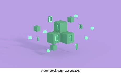 Cube Binary Code Minimal Cartoony Technology Stock Illustration