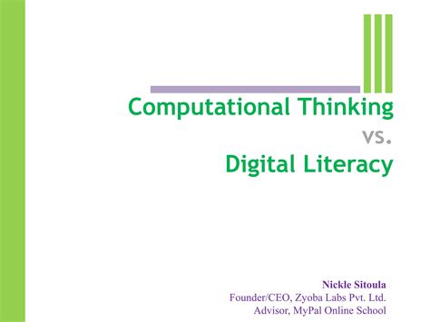 Computational Thinking Vs Digital Literacy Ppt