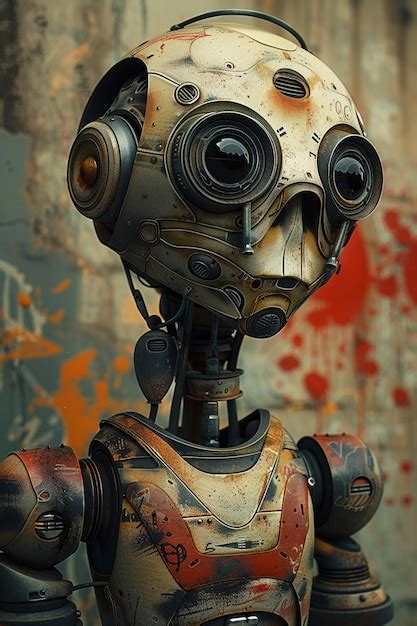 Premium Photo There Is A Robot With A Gas Mask On Standing In Front