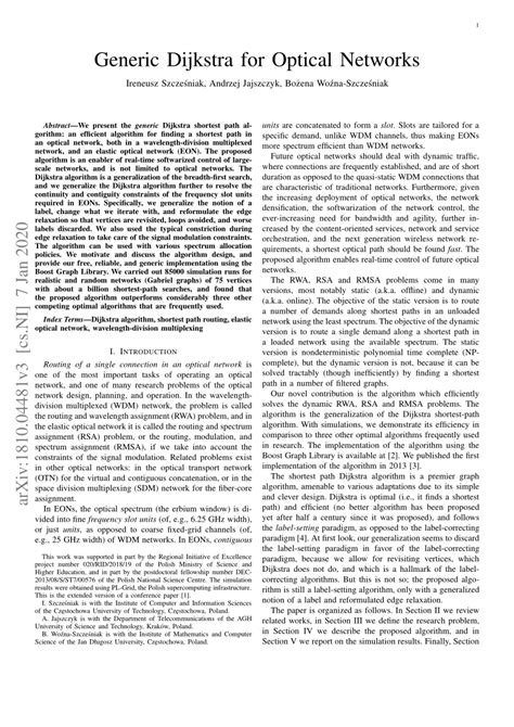 Pdf Generic Dijkstra For Optical Networks