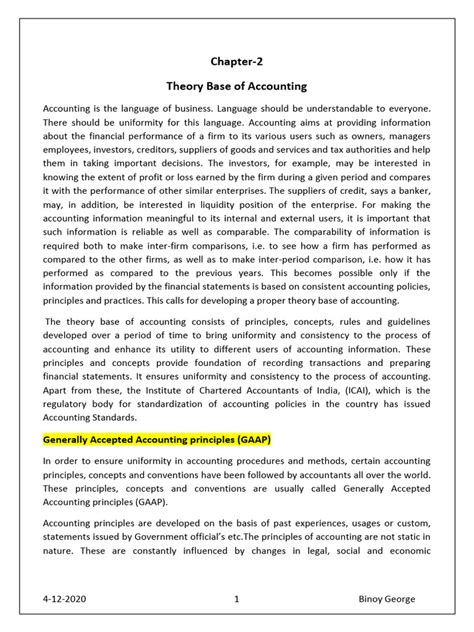 Xi Accounting Ch 2 Notes Theory Base Of Accounting Binoy 5 12 20