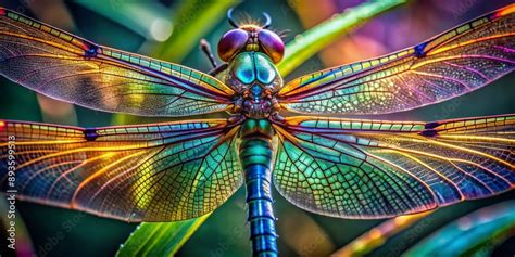 Vibrant Iridescent Wings And Delicate Body Of A Magnificent Dragonfly
