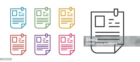 흰색 배경에서 격리된 줄 재개 아이콘을 설정합니다 Cv 응용 프로그램 전문 직원을 검색 인력 분석 이재개됩니다 다채로운 아이콘을 설정합니다 벡터 계약서에 대한 스톡 벡터