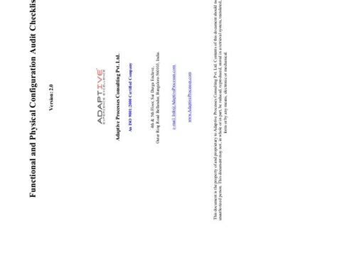 Functional And Physical Configuration Audit Checklist