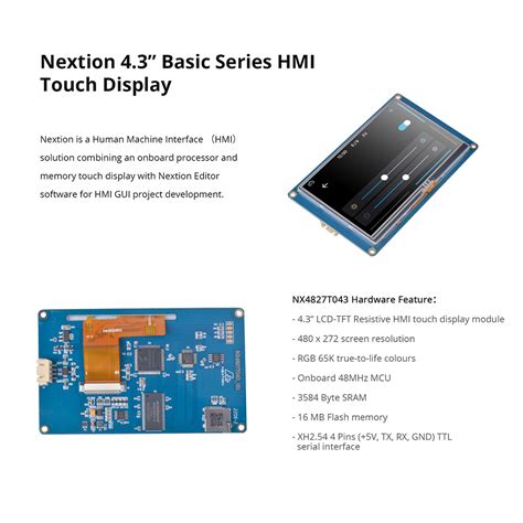 Nx4827t043 Nextion 4 3” Basic Series Hmi Touch Display