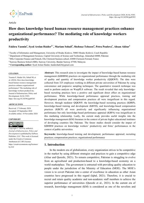 Pdf How Does Knowledge Based Human Resource Management Practices Enhance Organizational