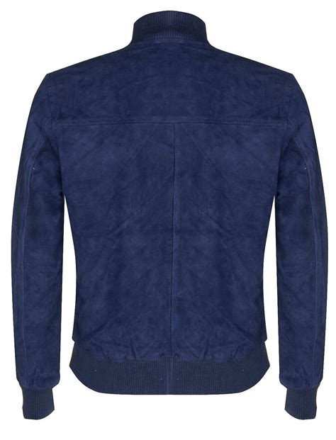 Mens Navy Suede Ma 1 Bomber Leather Jacket Fruugo Us