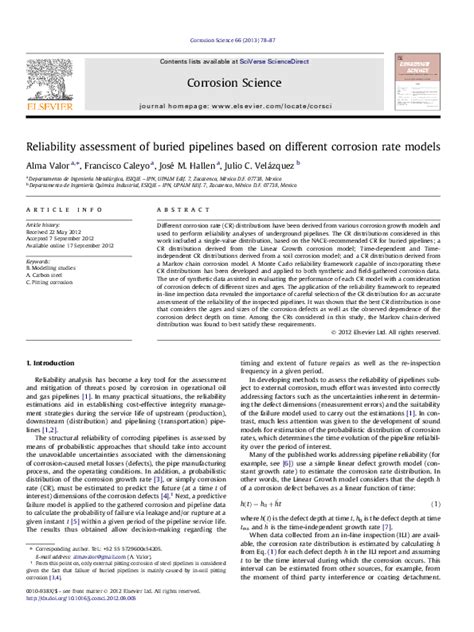 Pdf Reliability Assessment Of Buried Pipelines Based On Different