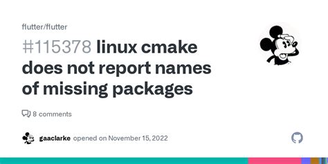 Linux Cmake Does Not Report Names Of Missing Packages · Issue 115378 · Flutterflutter · Github