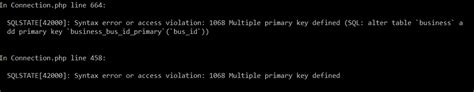 Database Php Artisan Migrate Multiple Primary Key Defined Stack