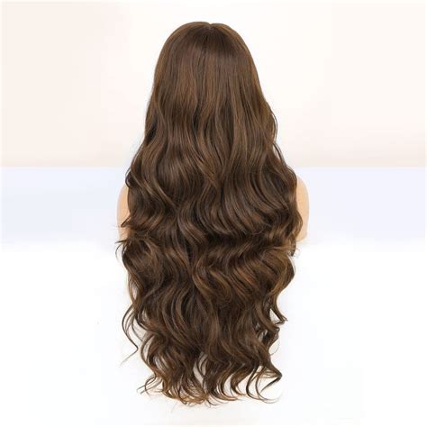 Wignee Lace Front Wig Body Wave Brown Wig Long Curly Wigs Dark Brown