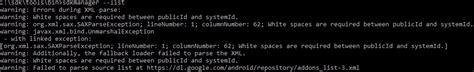 Error In Updating Android Sdk Orgxmlsaxsaxparseexception Stack