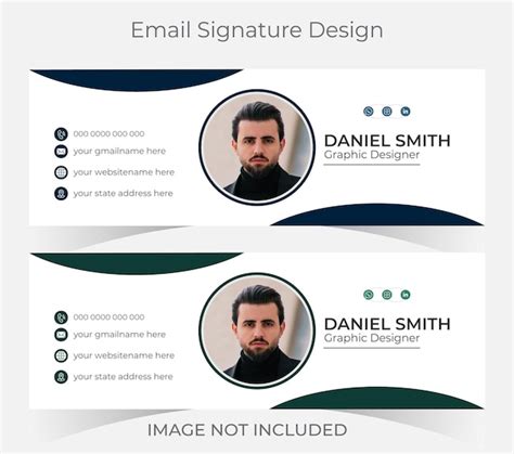 전자 메일 서명 템플릿 디자인 프리미엄 벡터