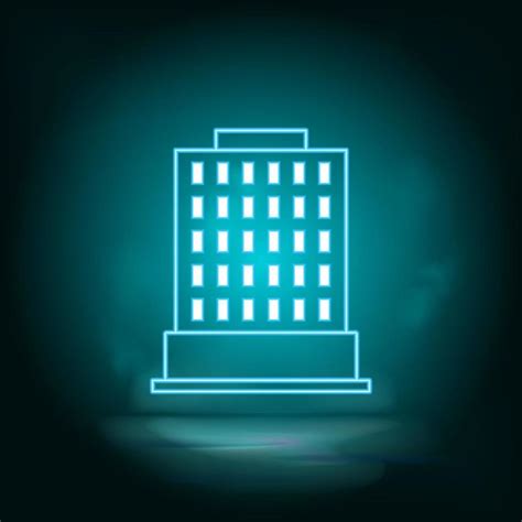 Azul Edificio Neón Azul Neón Edificio Vector Icono Vector