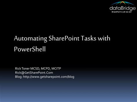 Ppt Automating Sharepoint Tasks With Powershell Powerpoint