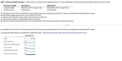 Solved A Calculate Two Ebit Eps Coordinates For Each Of The