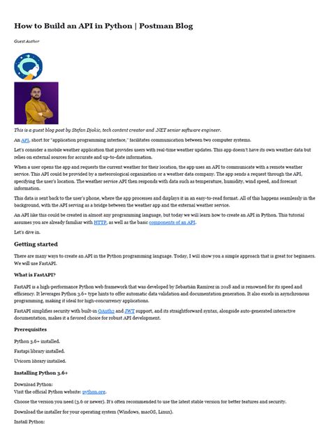 Build A Python Api With Fastapi Pdf Python Programming Language Parameter Computer
