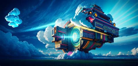 illustration concept of cloud computing service future data storage computing power generative