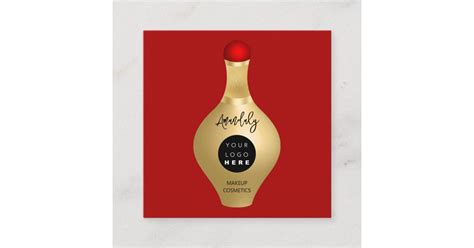 Qr Code Logo Red Gold Cosmetics Perfumes Square Business Card Zazzle
