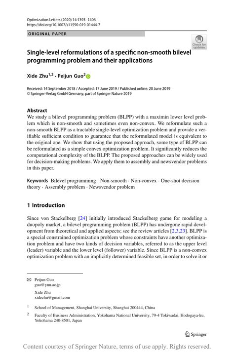 Single Level Reformulations Of A Specific Non Smooth Bilevel