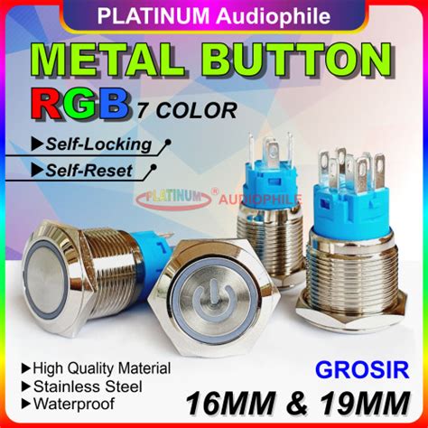 Jual Saklar On Off Stainless Rgb Led Metal Push Button Switch Rgb 16mm 19mm Rgb 19mm Lock